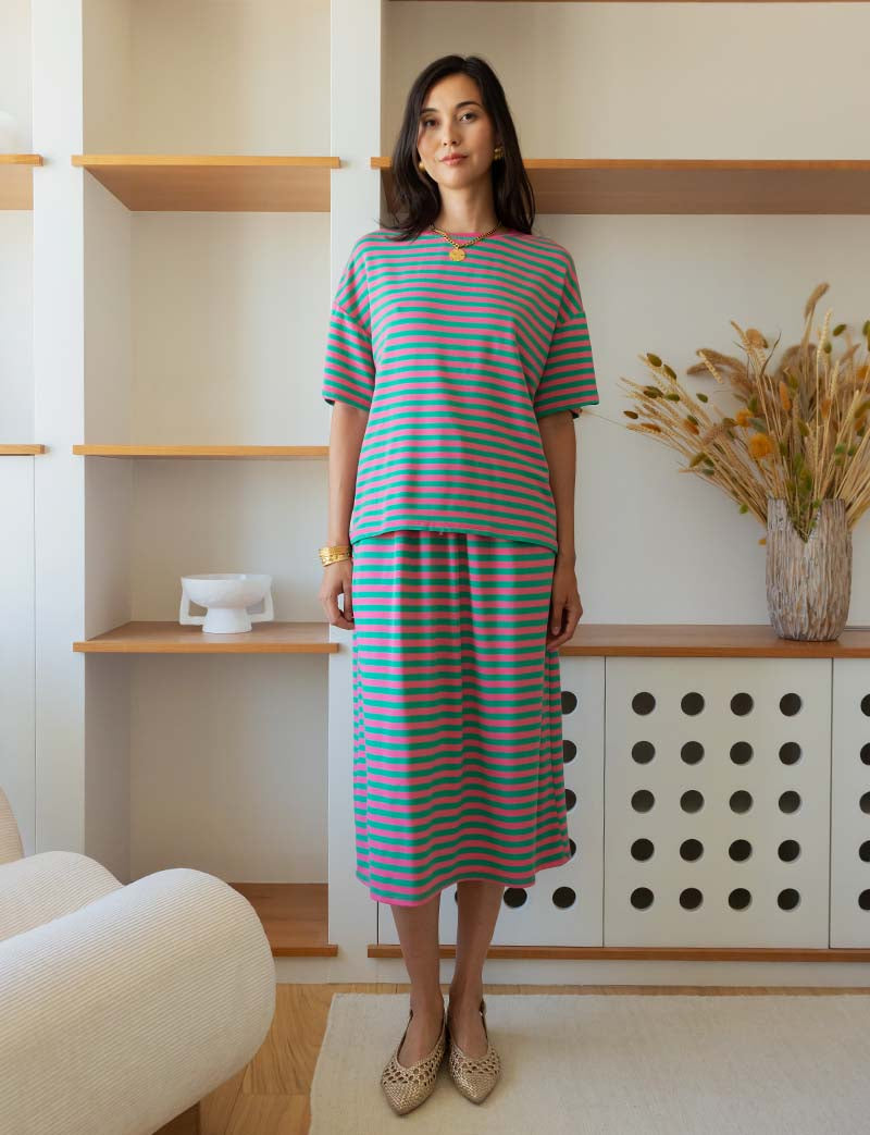 T-shirt vert & fuchsia Conrad – Kouka Paris